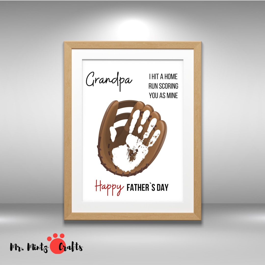 Grandpa Fathers Day Gift Baseball Dad Gift Handprint Keepsake Art Craft ...