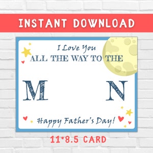 I Love You to the Moon Gift Card for Dad From Kids | Handprint Art for ...