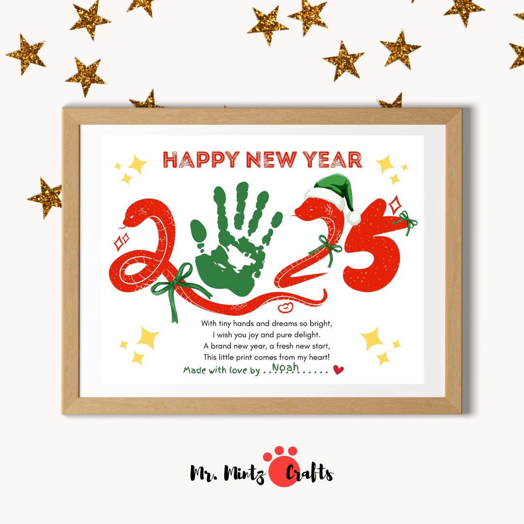 Happy New Year 2025 Handprint Art Craft for Kids | Personalized Winter ...