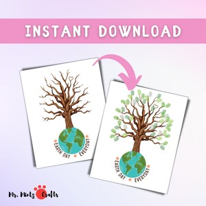 Earth Day Handprint Fingerprint Art Craft Printable for Kids | Happy ...