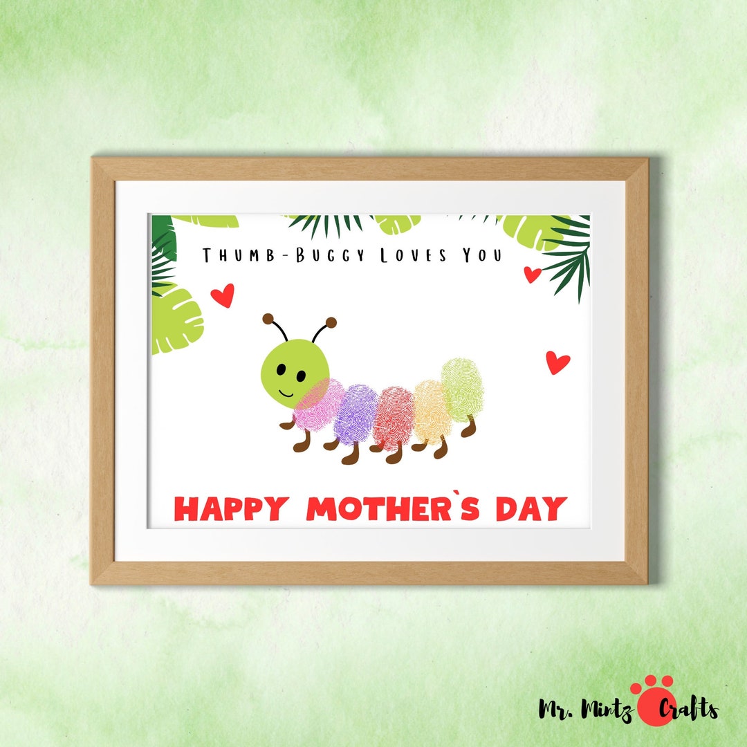 Fingerprint Handprint Mothers Day Art Craft for Mom Grandma | Spring ...