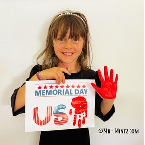 Memorial Day DIY Kids Handprint Keepsake Art Craft Printable | Memorial ...