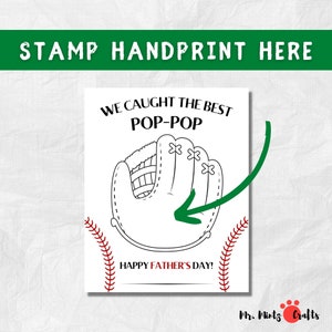 Pop Pop Gifts | Grandpa Gift | Baseball Dad Gift Handprint Keepsake Art ...