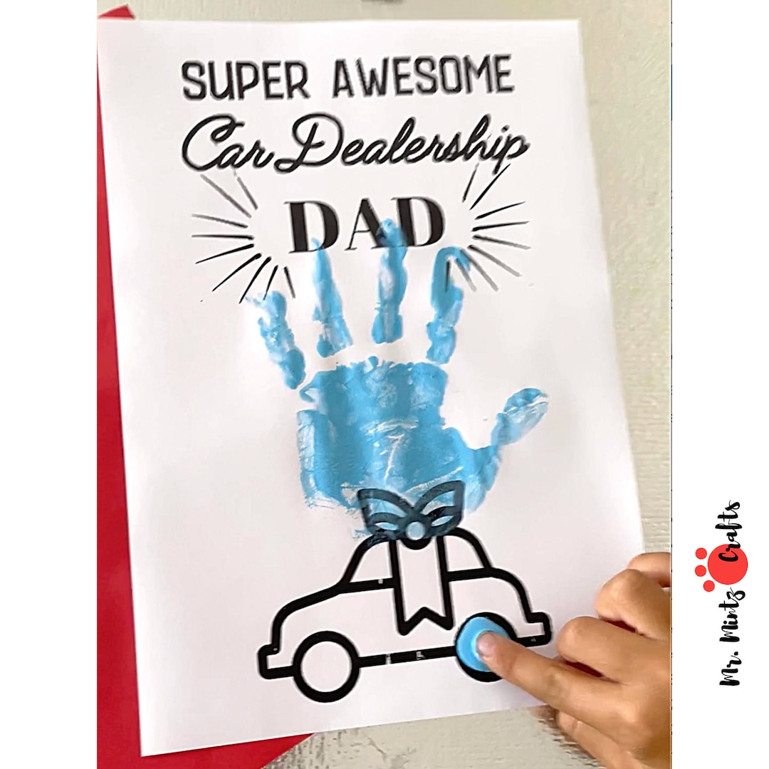 Car Dealership Gift | Handprint Art Craft | Fathers Day Gifts From Kids ...