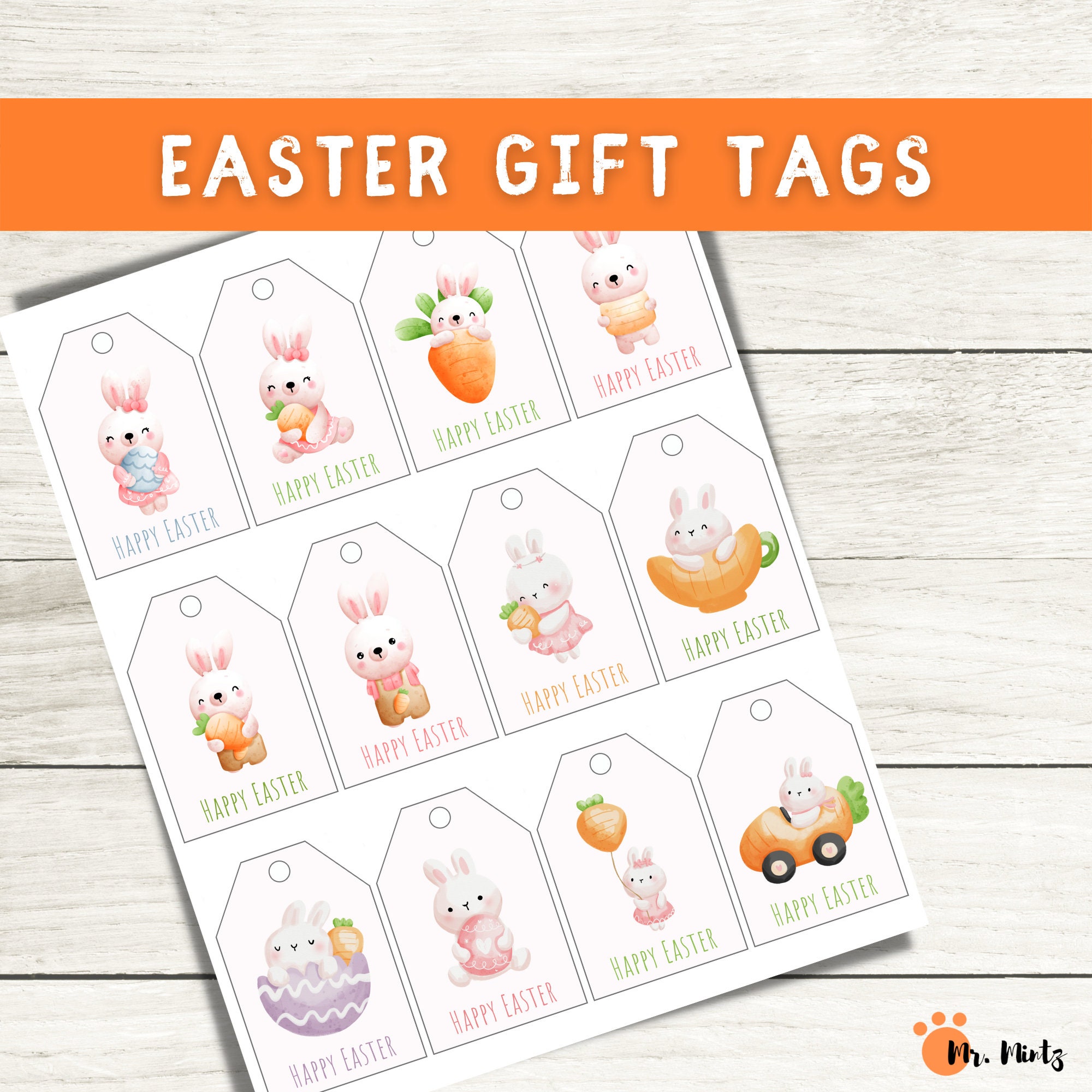 Easter Gift Tags Easter Basket Tag Printable Happy Easter - Etsy