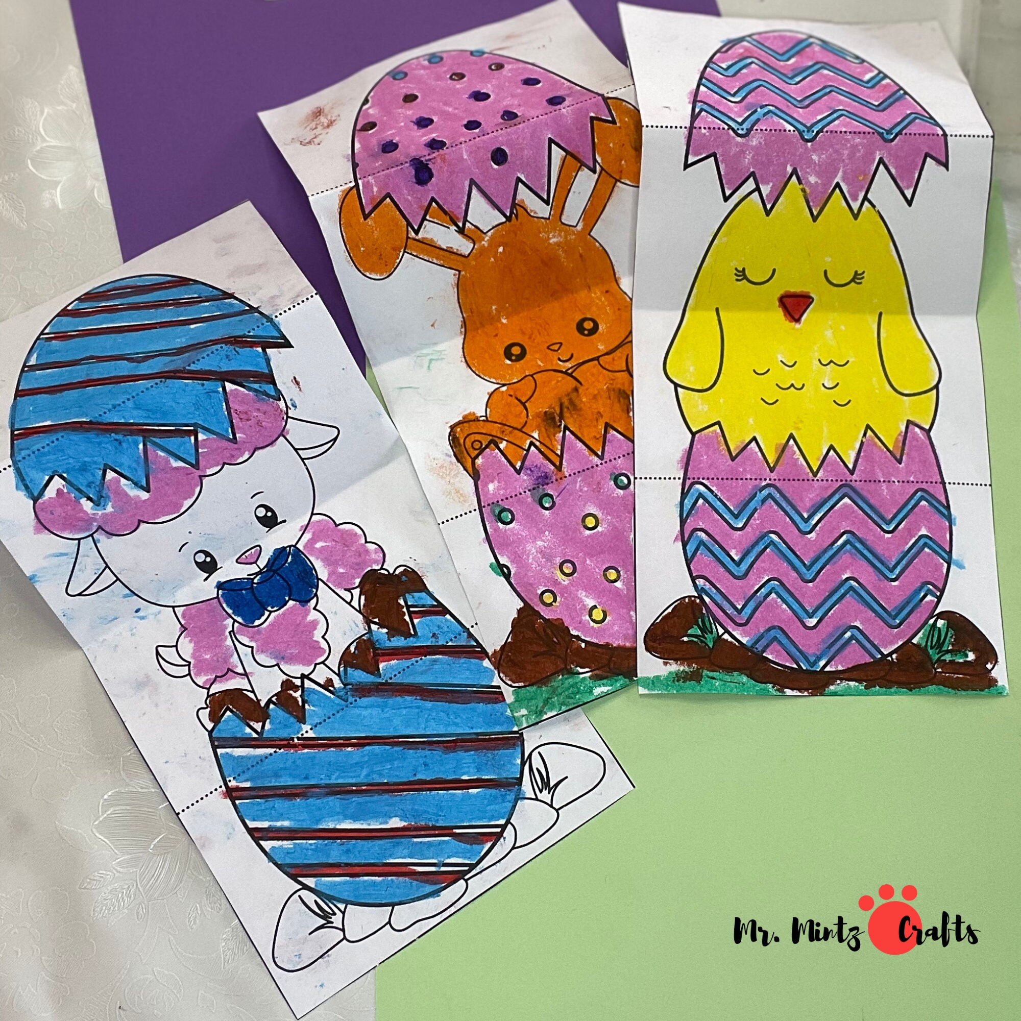 Easter Egg Folding Surprise Craft or Card | Easter Bunny | Easter Chick ...