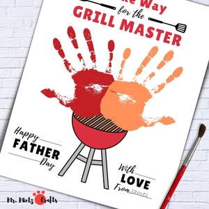 Fathers Day Gifts From Kids Grill Handprint Art Craft Printable Father ...