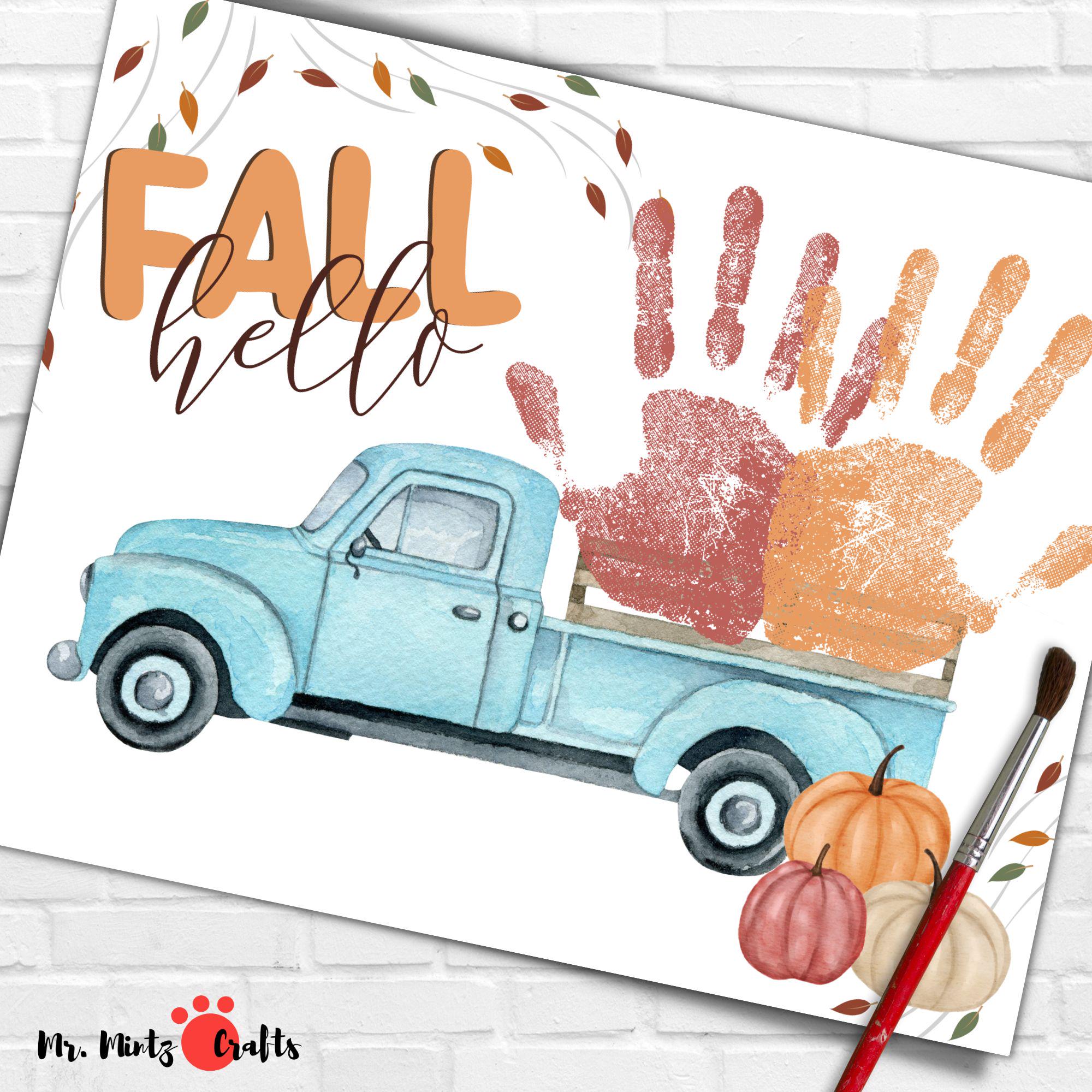 Fall Truck Pumpkin Handprint Craft | DIY Printable Keepsake Kids ...