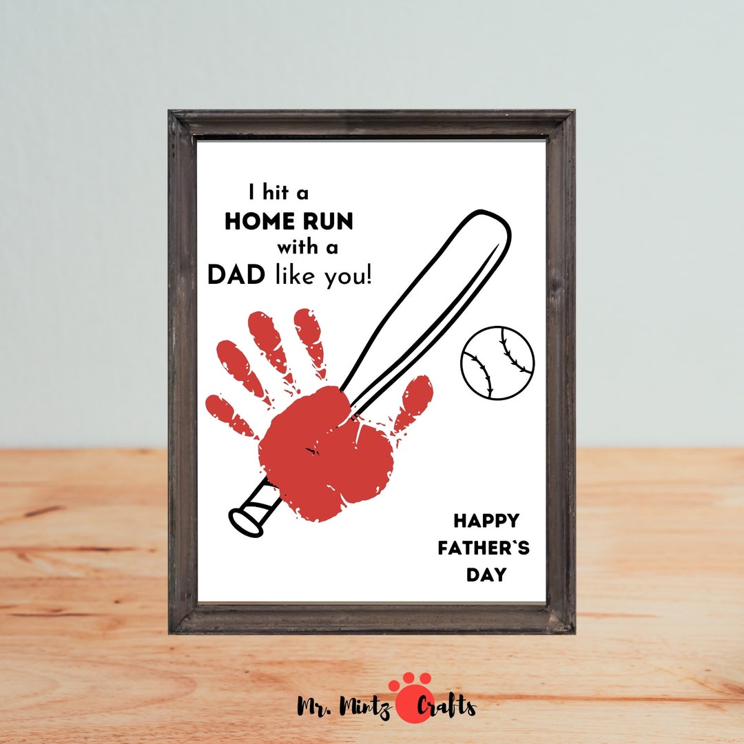 Handprint Art Craft Father's Day Gift for Dad | Baseball Dad Gift ...
