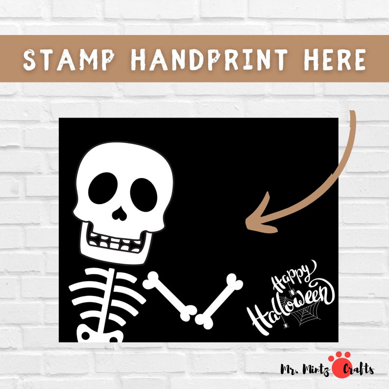 Halloween Skeleton Handprint Art Craft Halloween Gift - Etsy