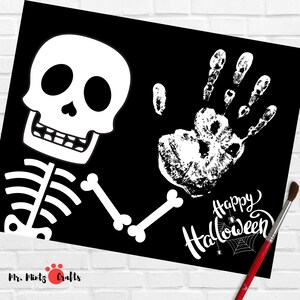 Halloween Skeleton Handprint Art Craft | Halloween Gift | Halloween ...