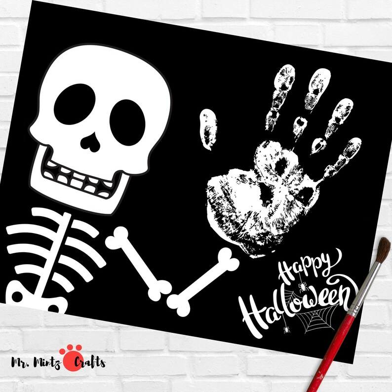 Halloween Skeleton Handprint Art Craft Halloween Gift - Etsy