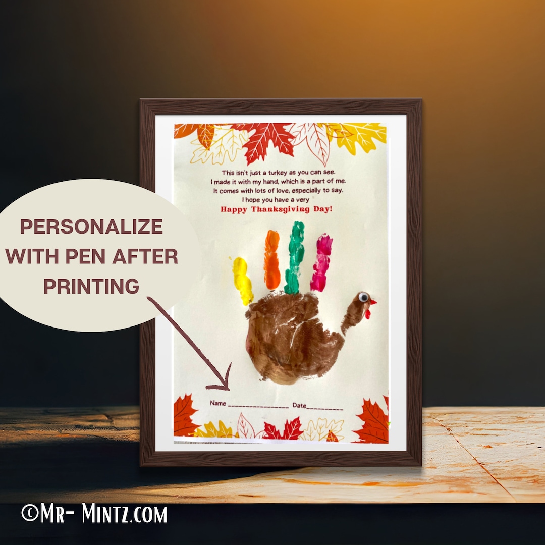Thanksgiving Handprint Poem Art Craft Activities for Kids | Turkey ...