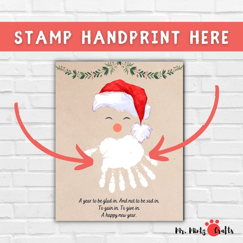 Santa Claus Handprint Art Craft Template Printable Child - Etsy