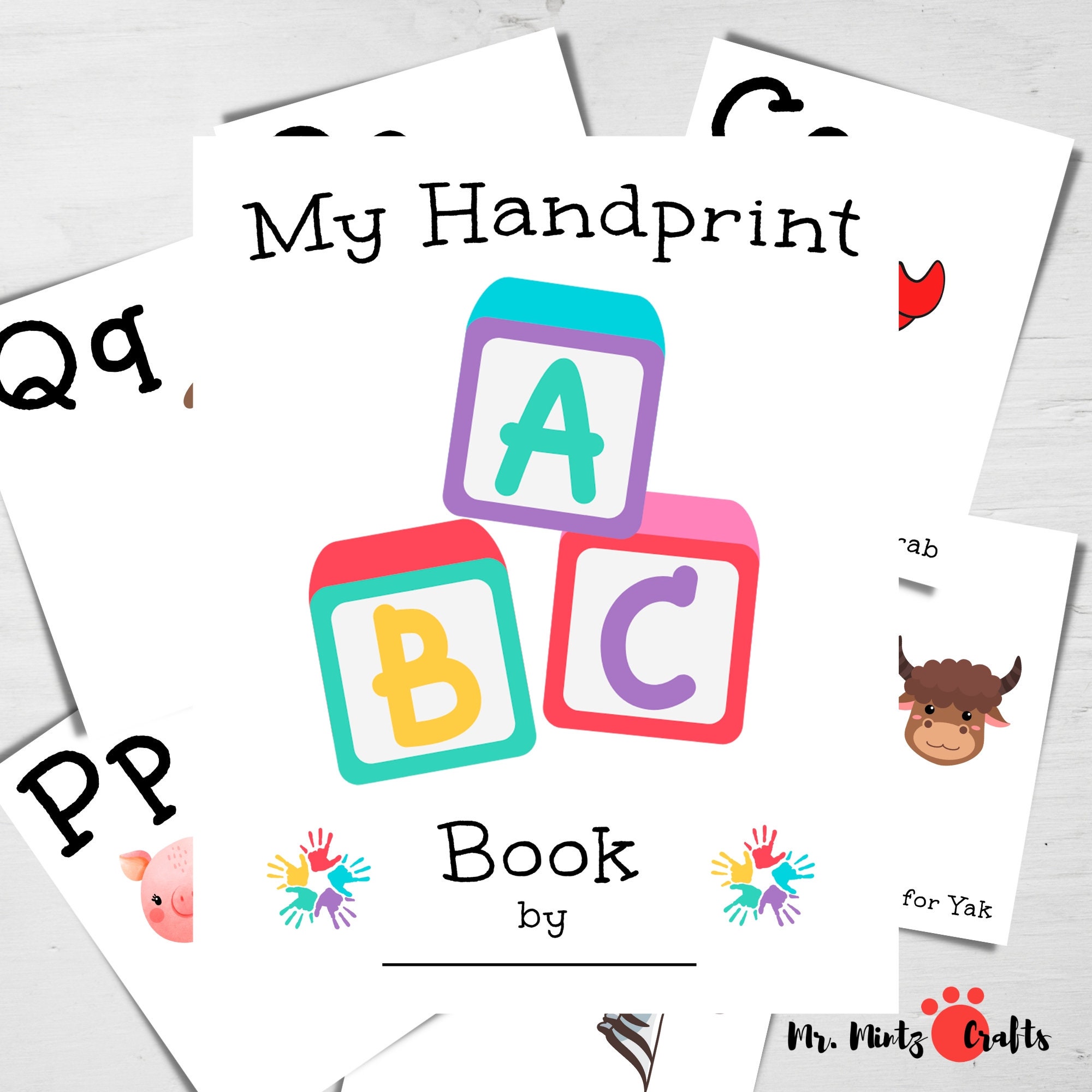 Alphabet Handprint Art Craft | My Handprint ABC Alphabet Book ...