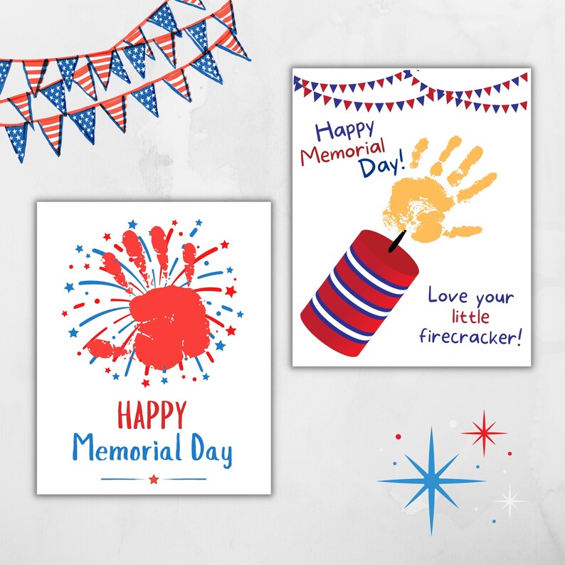 Memorial Day Handprint Footprint Art Сrafts | Patriotic Preschool ...