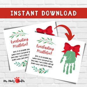 Christmas Mistletoe Handprint Art Craft Template Printable Downloads ...