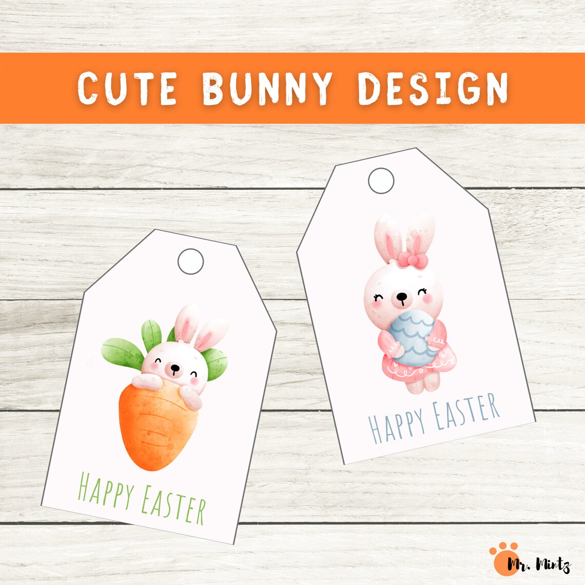 Easter Gift Tags Easter Basket Tag Printable Happy Easter - Etsy