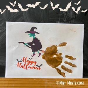 Handprint Witch Craft for Kids | Fall Preschool Handprint Art Crafts ...