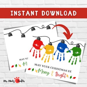 Handprint Christmas Lights | Christmas Handprint Art Crafts Template ...