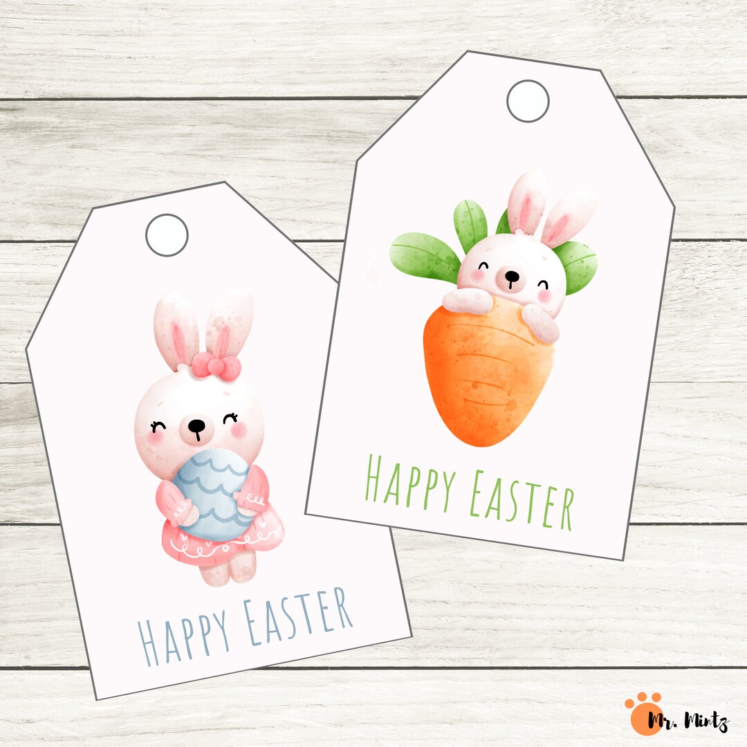 Easter Gift Tags | Easter Basket Tag | Printable Happy Easter Bunny ...