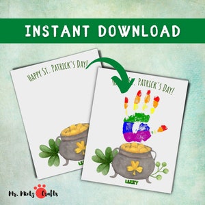 St Patrick's Day Handprint Art Craft Activities | Shamrock Pot of Gold ...