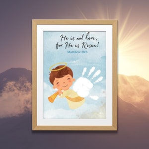 Christian Easter Handprint Footprint Art Craft Printable | He is Risen ...