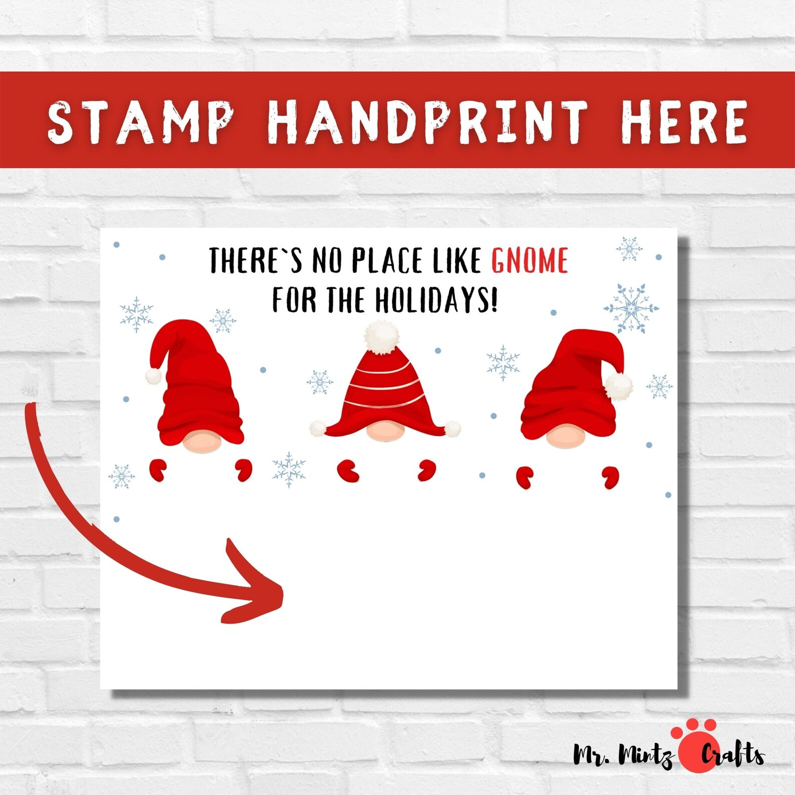 Christmas Gnomes Handprint Art Craft Template Printable - Etsy