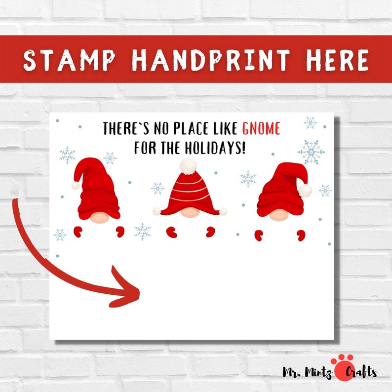Christmas Gnomes Handprint Art Craft Template Printable - Etsy