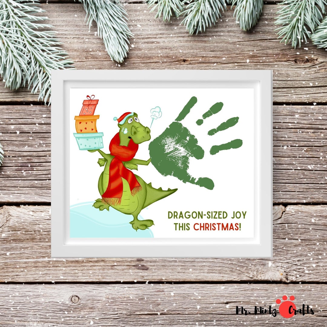 Handprint Dragon Card | Christmas Handprint Art Craft Template ...