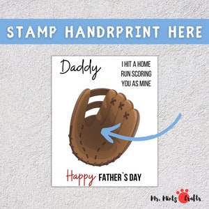 Handprint Art Craft Father's Day Gift for Dad Daddy | Baseball Dad Gift ...