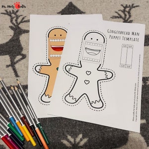 Gingerbread Man Puppet Craft Template Print Out for Kids Preschool ...