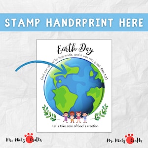 Earth Day Handprint Art Craft Printable Activities for Kids | Preschool ...