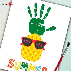 Summer Handprint Art Craft for Kids Printable | Pineapple Watermelon ...
