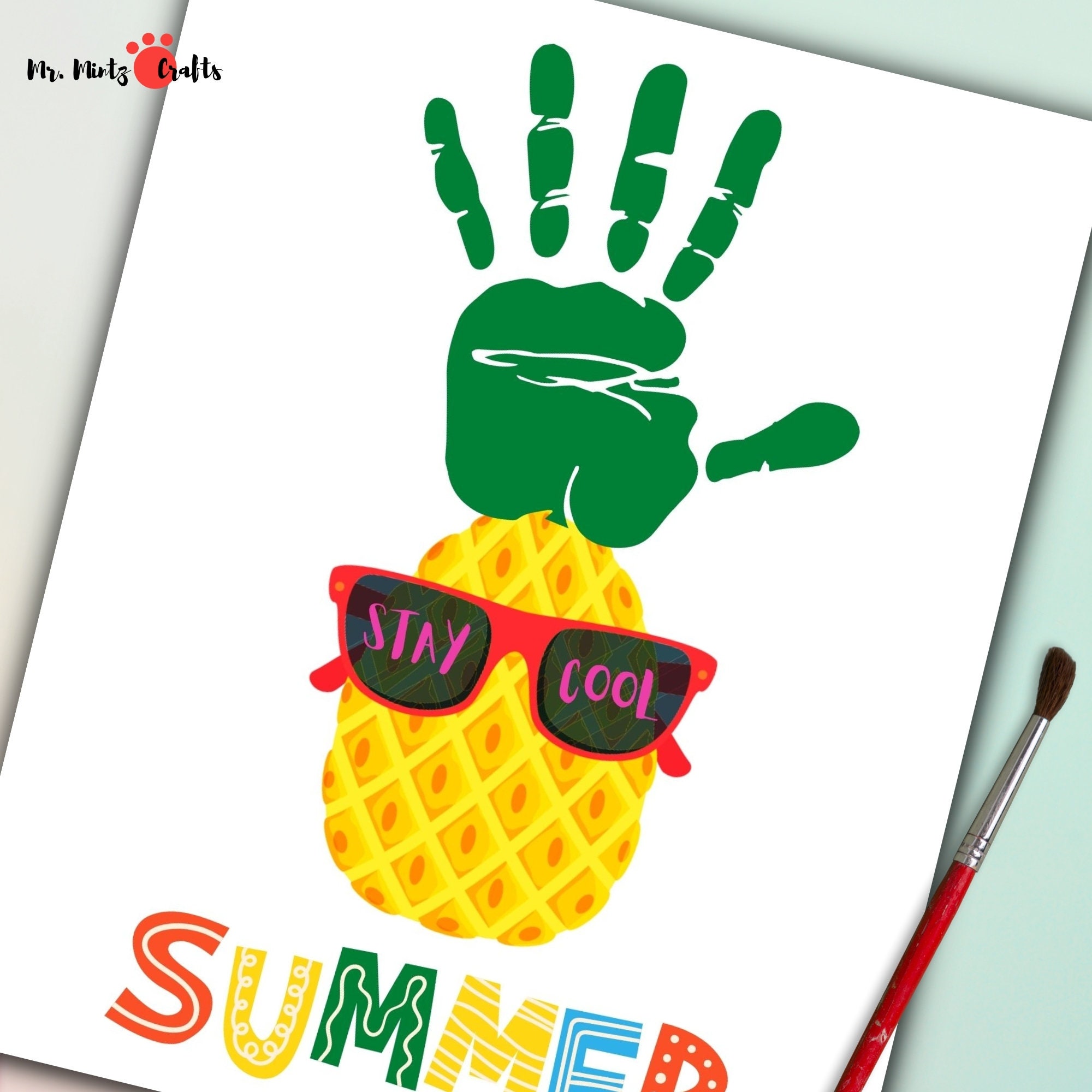 Summer Handprint Art Craft for Kids Printable | Pineapple Watermelon ...