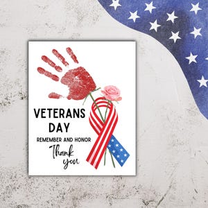 Veterans Remembrance Memorial Day handprint Art Craft Toddler ...