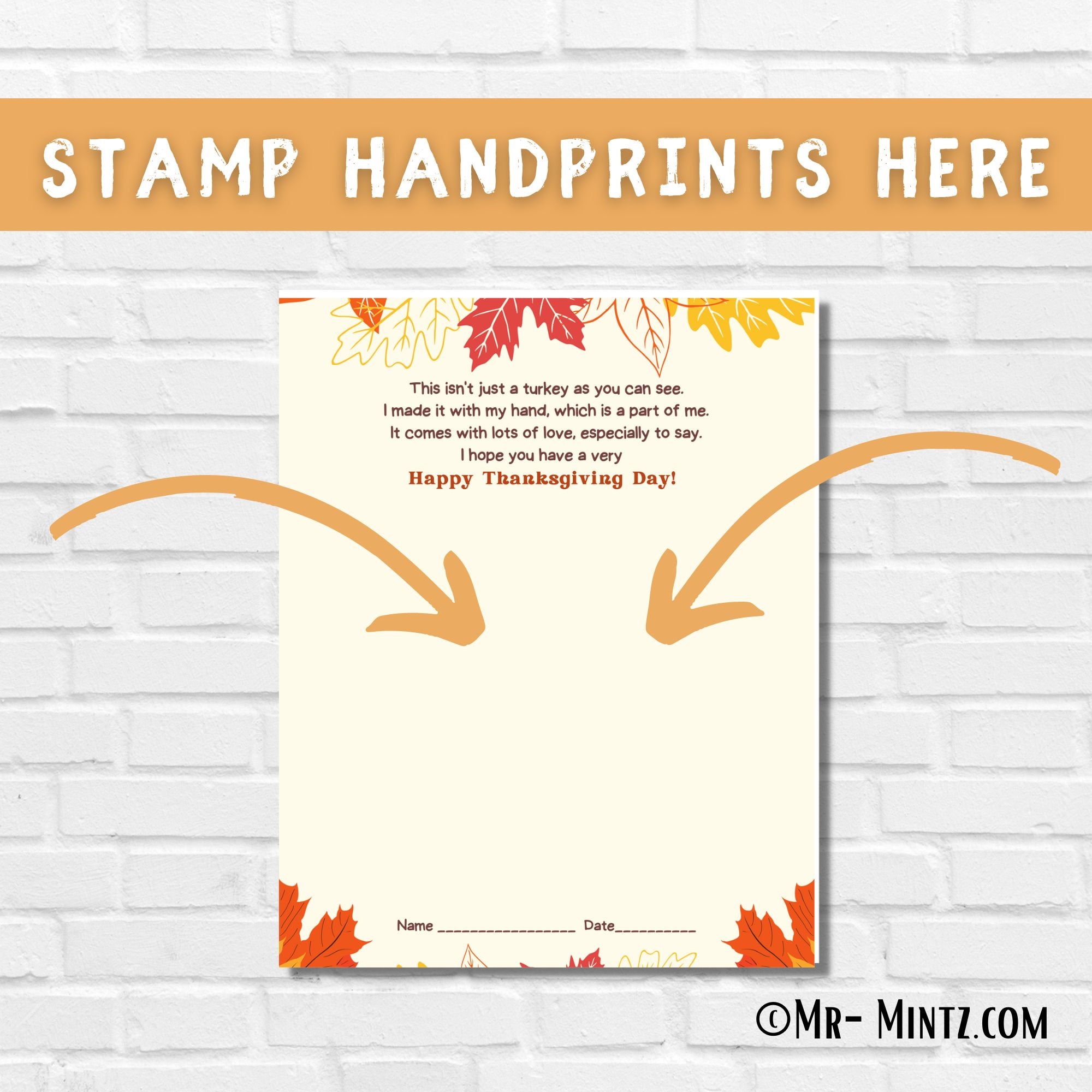 Thanksgiving Handprint Poem Art Craft Activities for Kids - Etsy