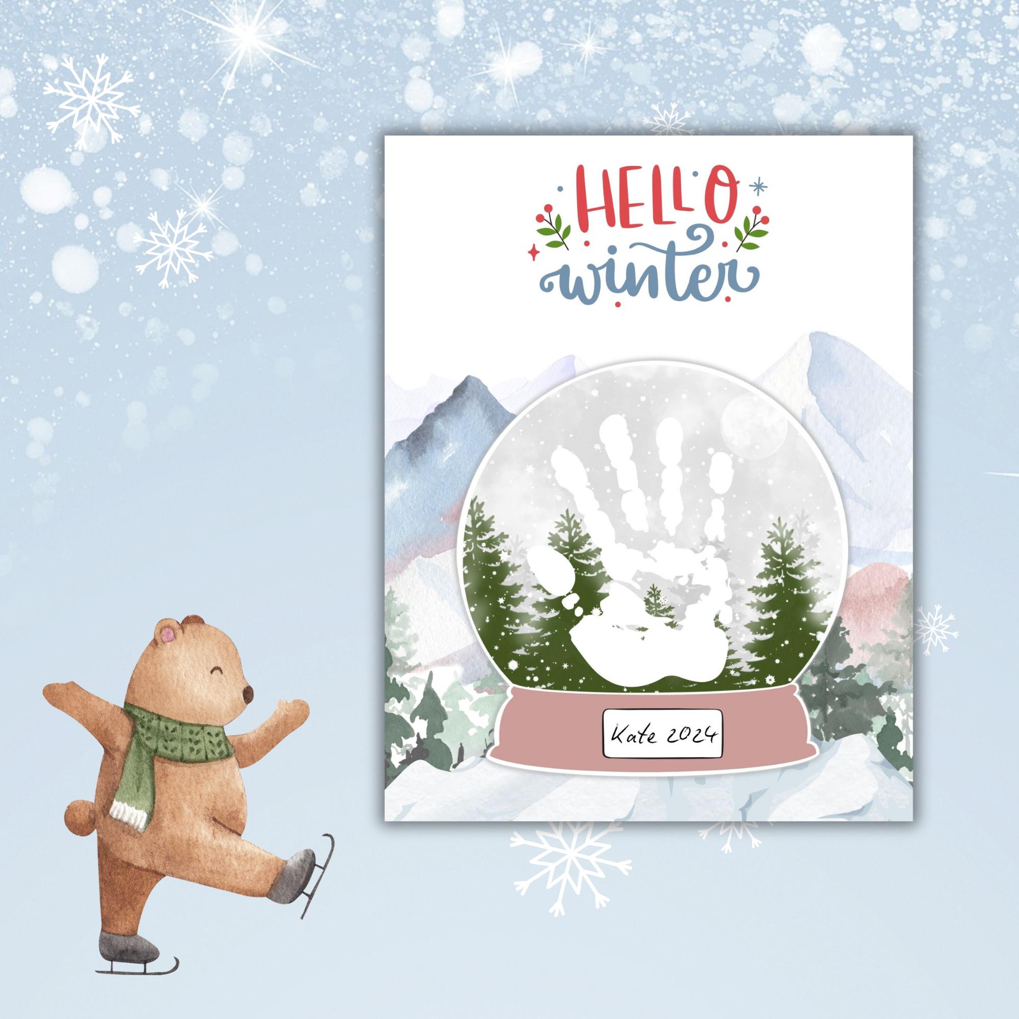 Winter Handprint Footprint Art Craft Printable | Winter Handprint Gifts ...