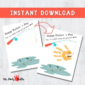 Handprint Art Craft Gifts for Dad | Fathers Day Fishing Gift From ...