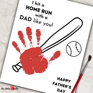 Handprint Art Craft Father's Day Gift for Dad | Baseball Dad Gift ...