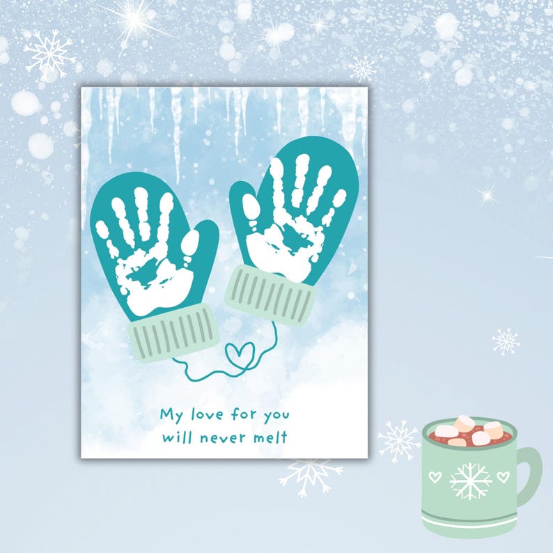Winter Handprint Footprint Art Craft Printable | Winter Handprint Gifts ...