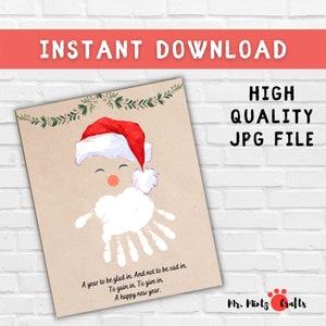 Santa Claus Handprint Art Craft Template Printable | Child Handprint ...
