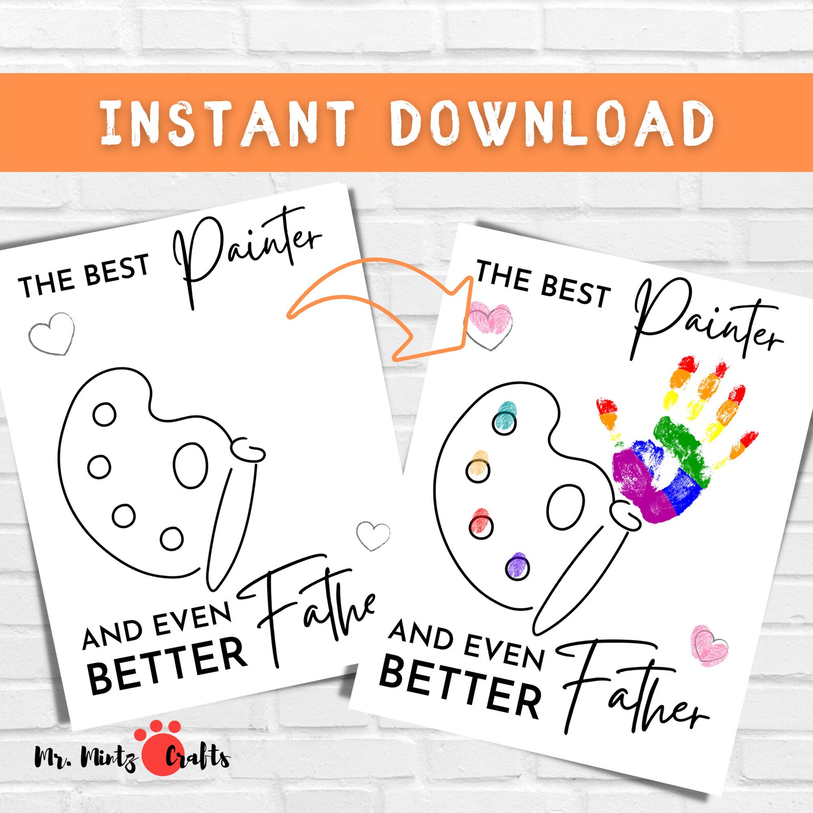 Handprint Art for Father's Day Fingerprint Art | Etsy