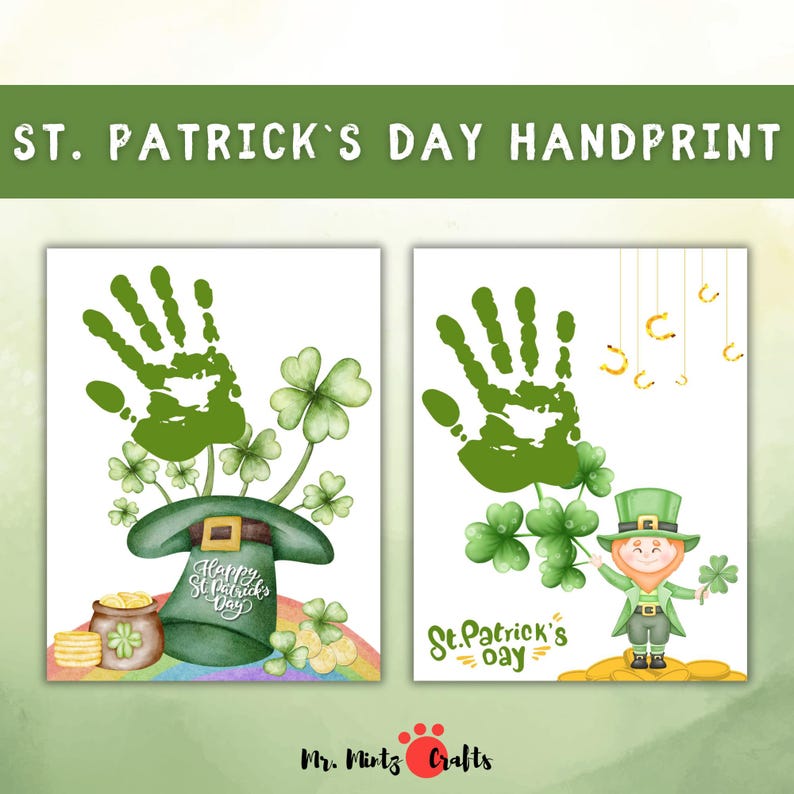 St. Patrick's Day Handprint Craft Activity Kids | Printable Shamrock ...