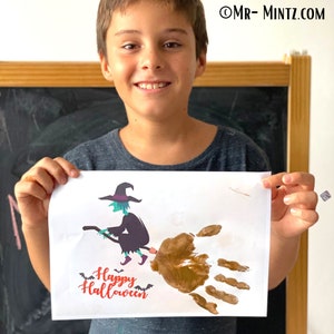 Handprint Witch Craft for Kids | Fall Preschool Handprint Art Crafts ...