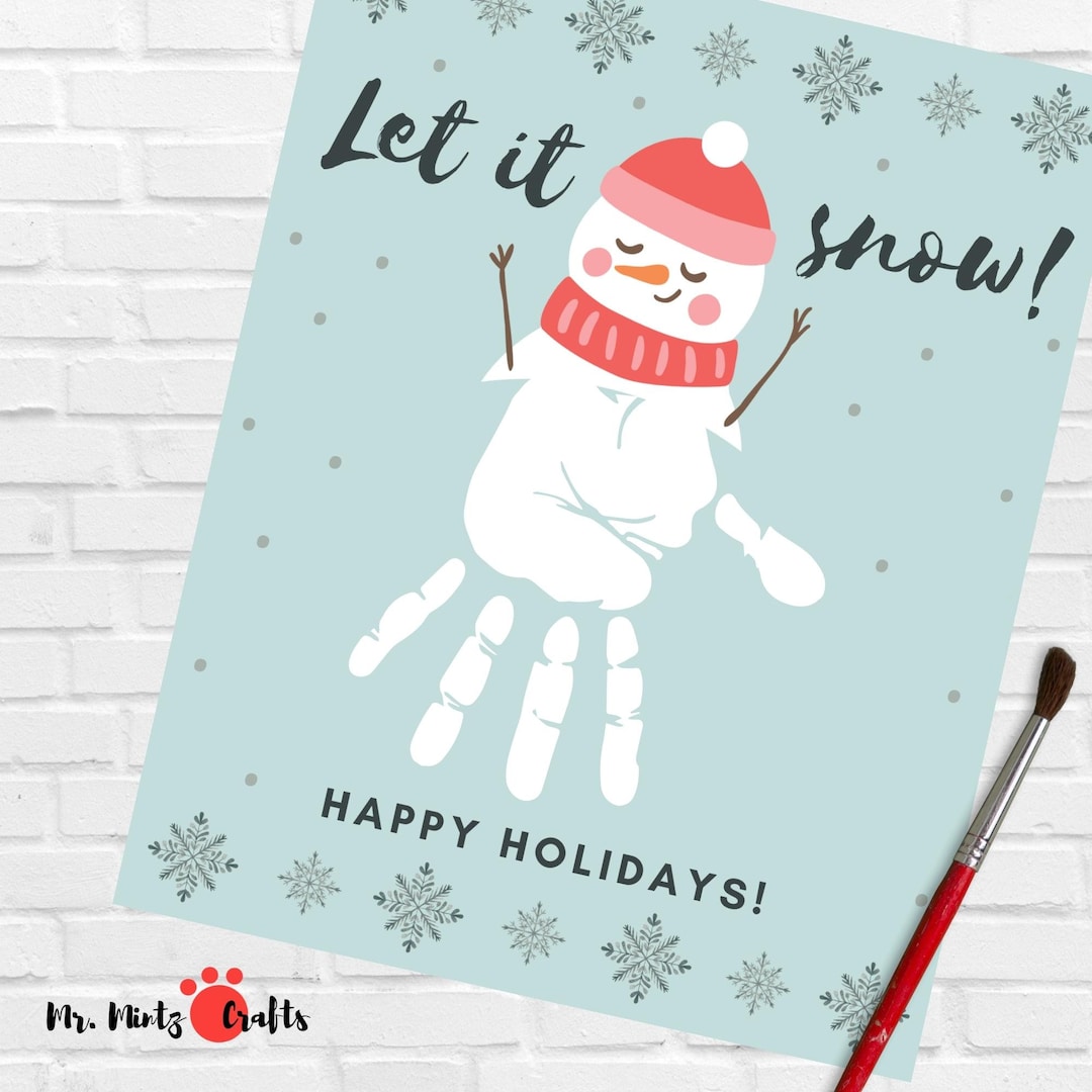 Christmas Snowman Handprint Art Craft Template Printable Downloads ...