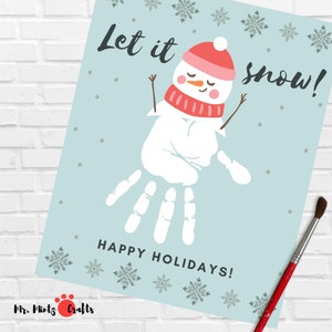 Christmas Snowman Handprint Art Craft Template Printable Downloads ...