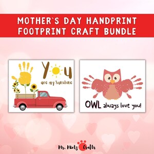 Mothers Day Handprint Fingerprint Art Craft Printable From Son Daughter ...