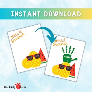 Summer Handprint Art Craft for Kids Printable | Easy Pineapple Craft ...