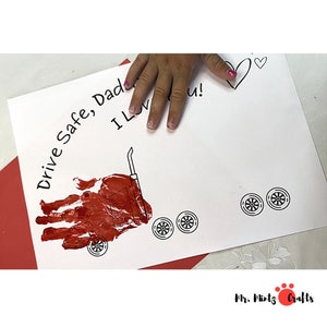 Truck Handprint Footprint Art Craft | Trucker Gifts for Father's Day ...